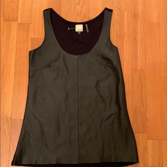 ecru | Tops | Black Leather Ecru Tank Top | Poshmark